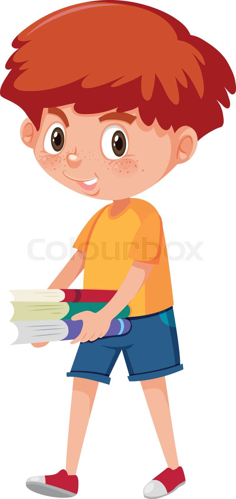 A boy holding books | Stock vector | Colourbox