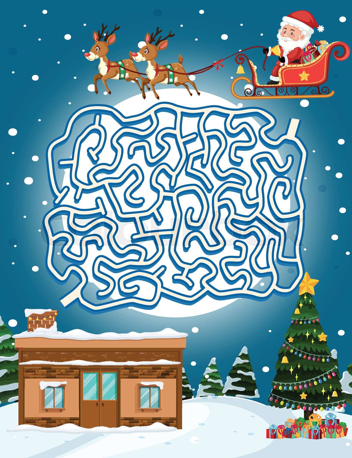 Santa claus maze game template | Stock vector | Colourbox