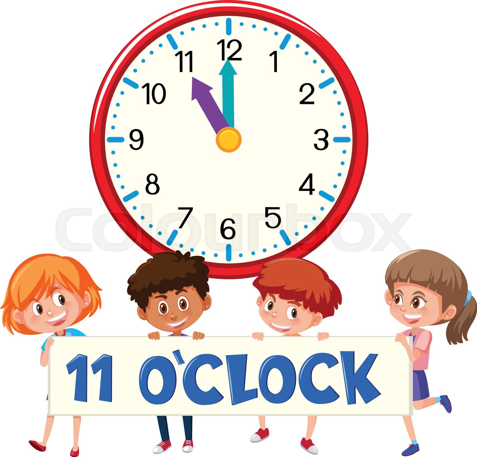 A group of children holding time banner | Stock vector | Colourbox