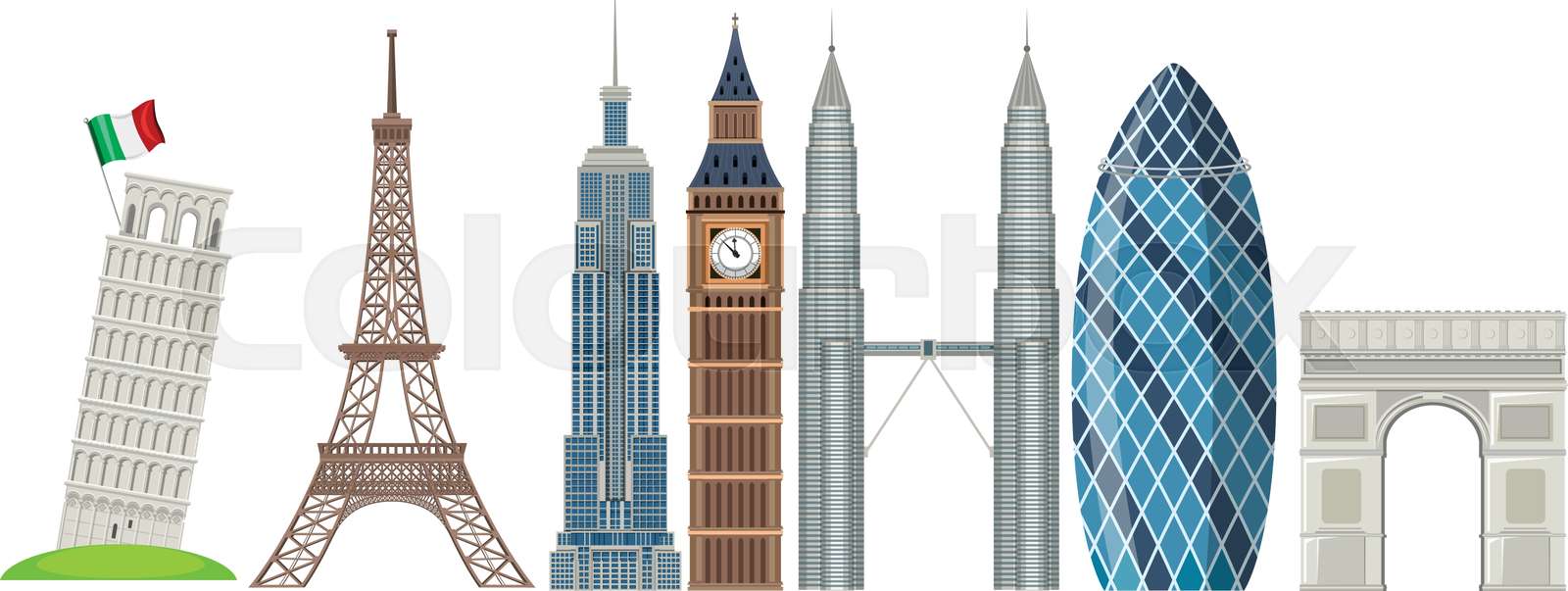 Set of world famous landmark | Stock vector | Colourbox