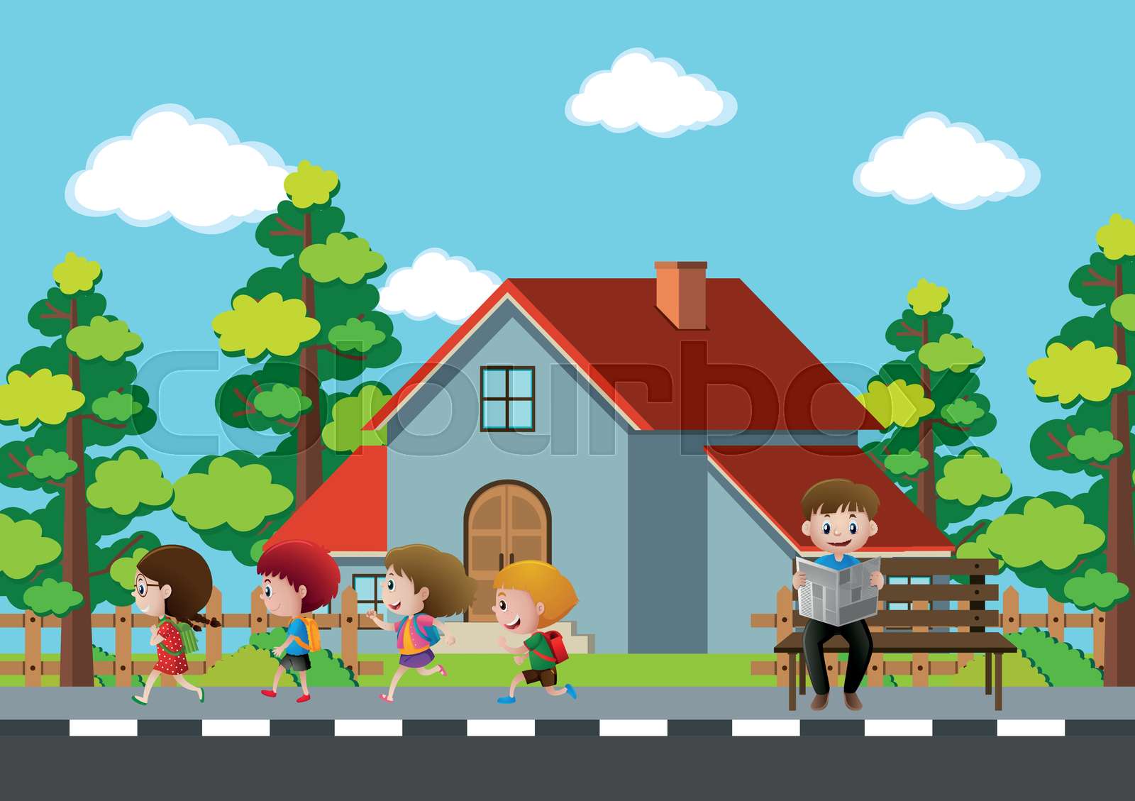 szene, straße, cartoon | Stock-Vektor | Colourbox