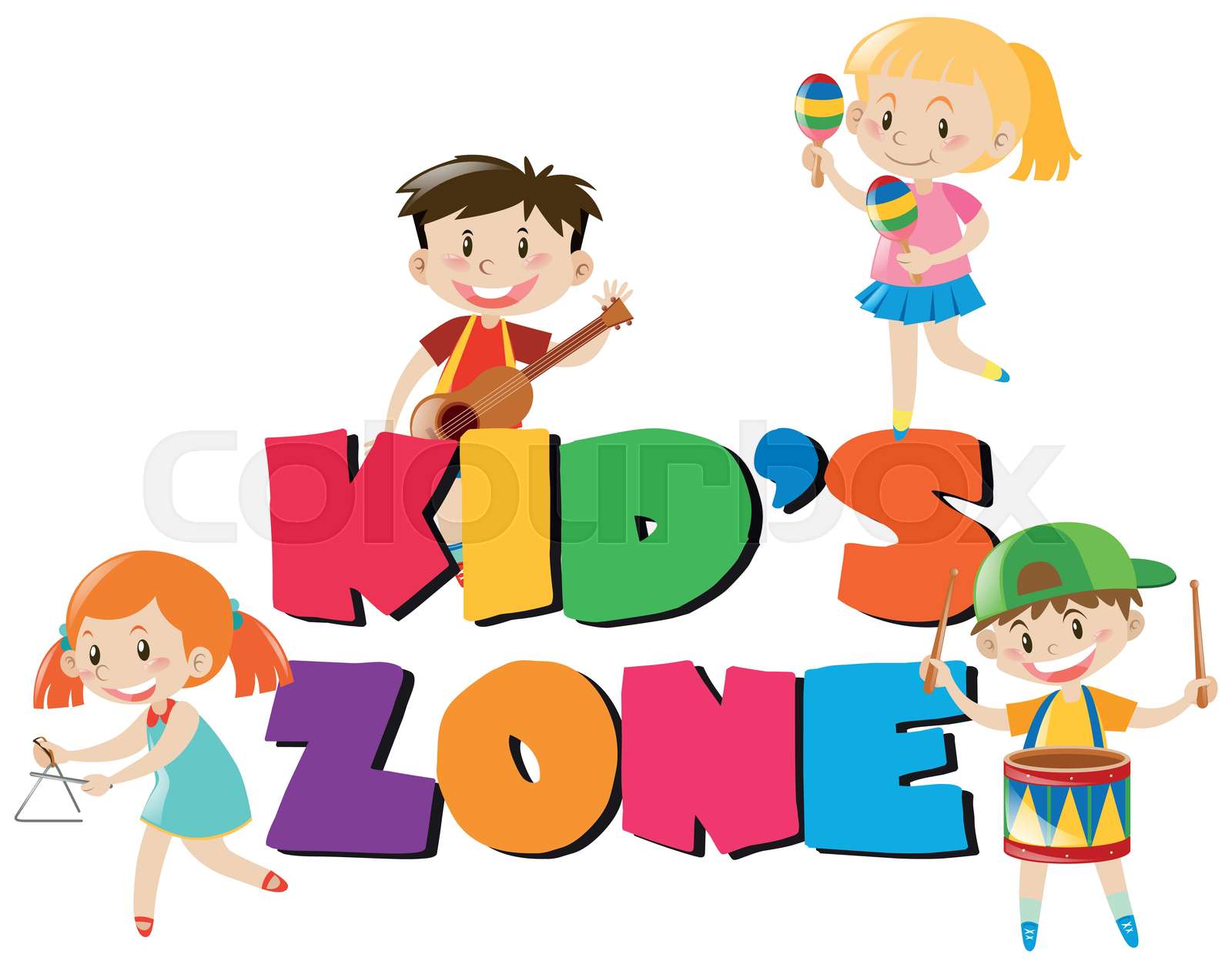 Poster design with kids and music | Stock vector | Colourbox