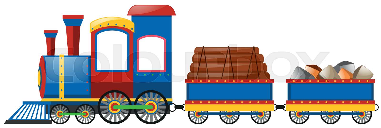 Train and two carraige carts | Stock vector | Colourbox