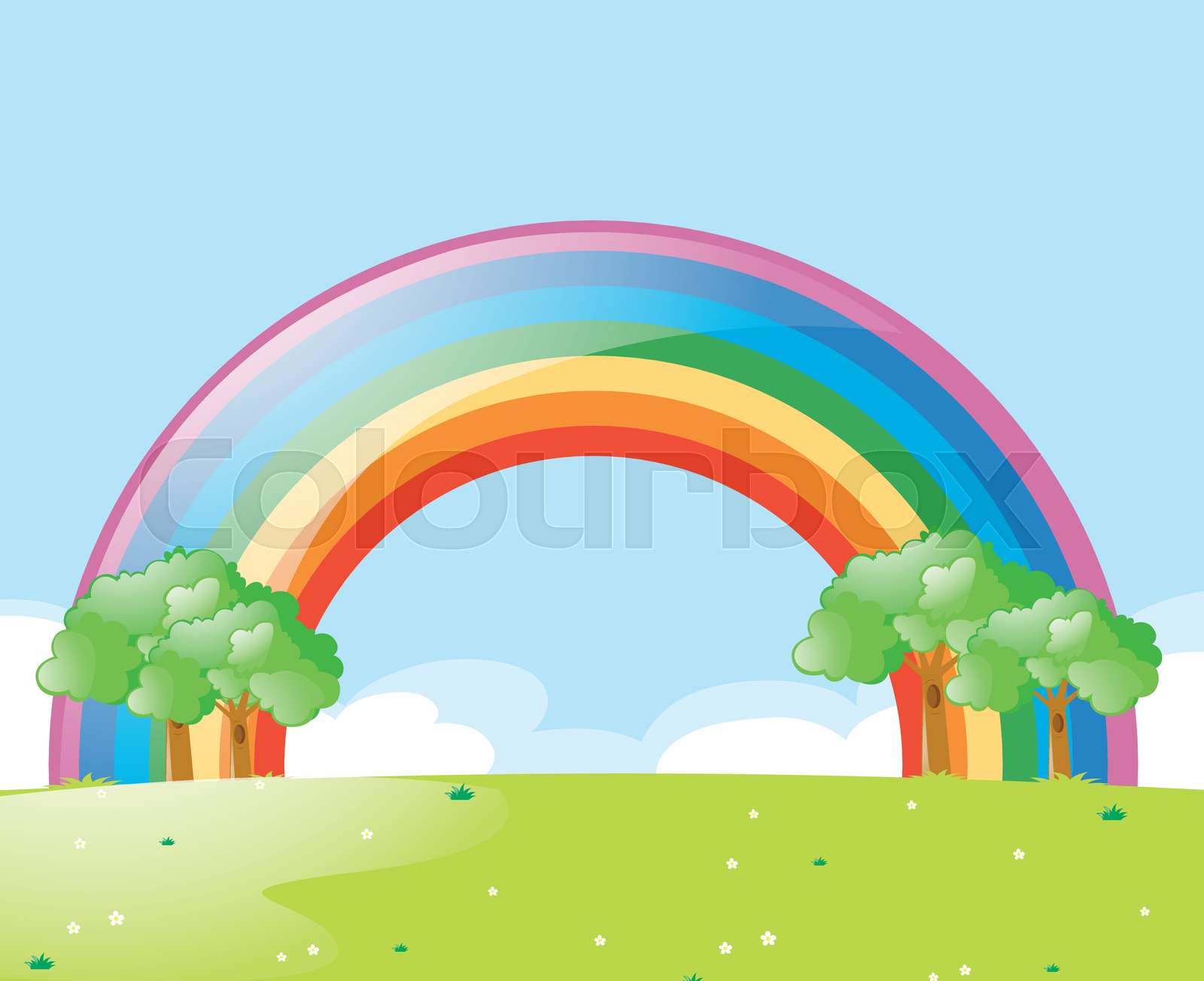 Nature scene with rainbow at daytime | Stock vector | Colourbox