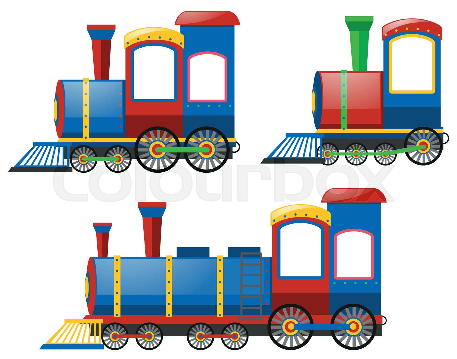 Locomotive in three designs | Stock vector | Colourbox