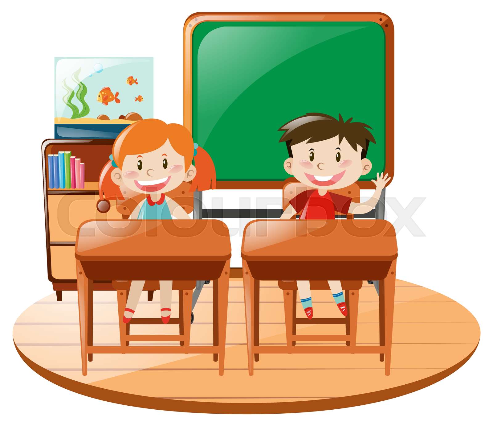 Two students in classroom | Stock vector | Colourbox