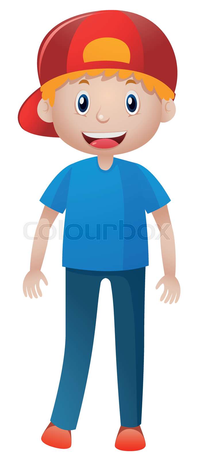 Happy man wearing red cap | Stock vector | Colourbox