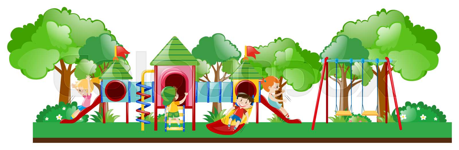 Playground scene with kids playing | Stock vector | Colourbox