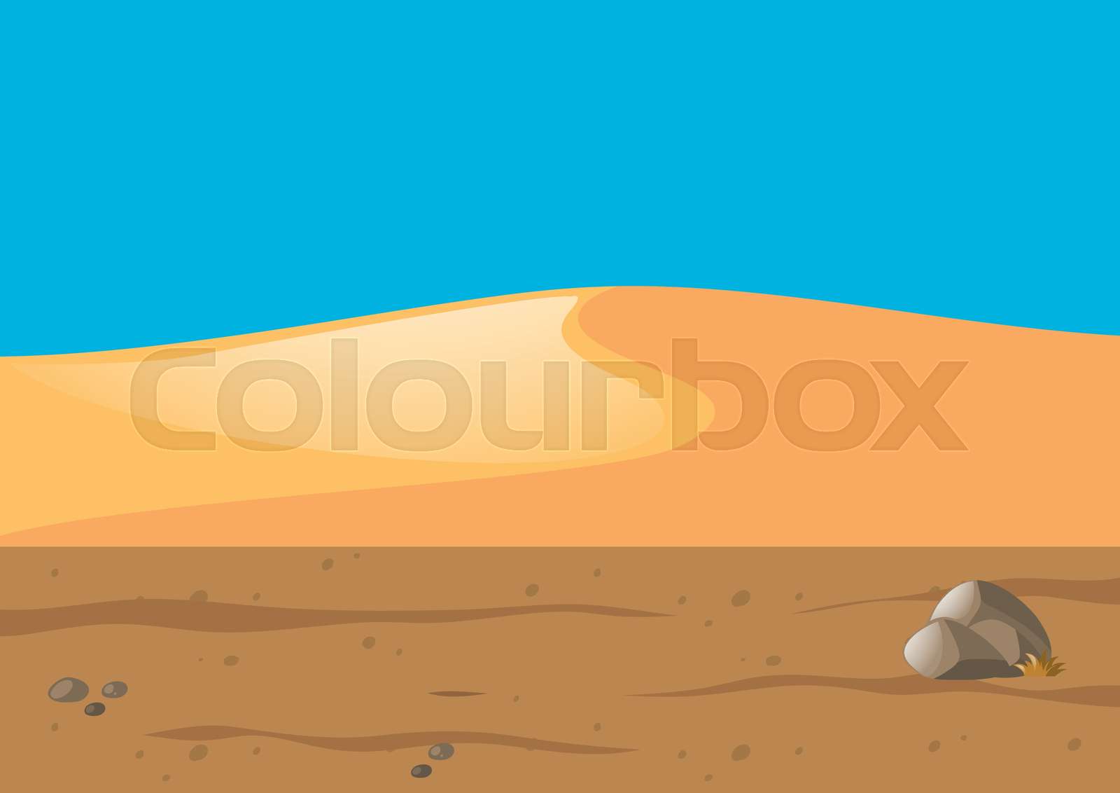 Scene with desert field and hills | Stock vector | Colourbox