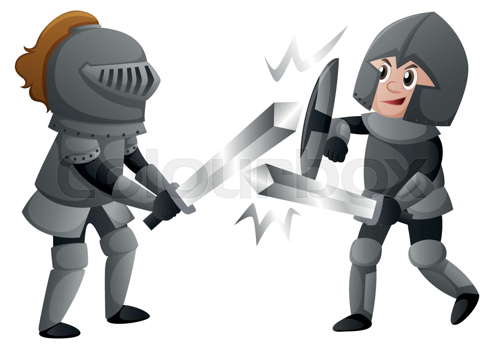 Two knights in armours fighting | Stock vector | Colourbox