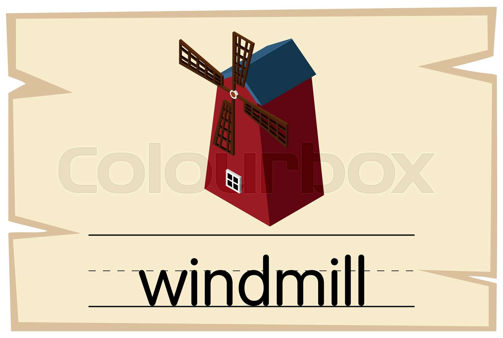 Wordcard design for word windmill | Stock vector | Colourbox
