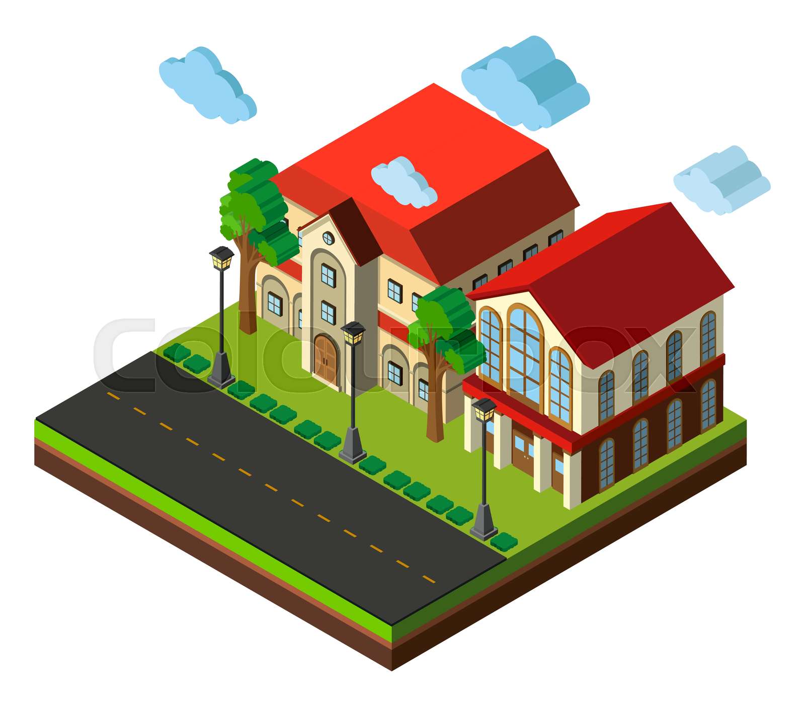 3D design for school buildings | Stock vector | Colourbox