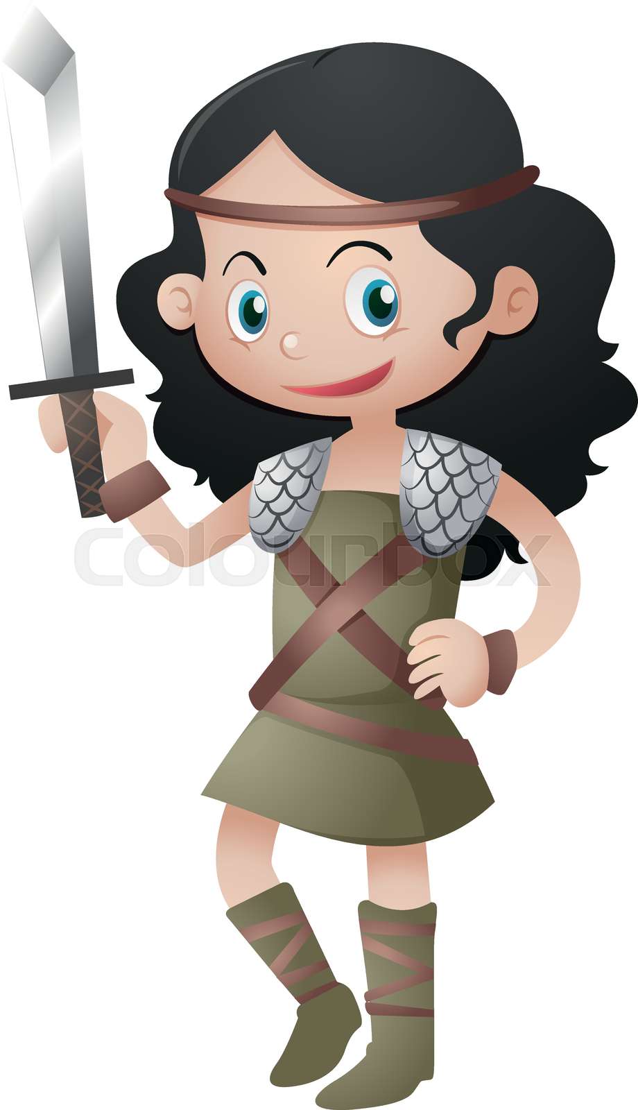Female warrior holding sharp sword | Stock vector | Colourbox