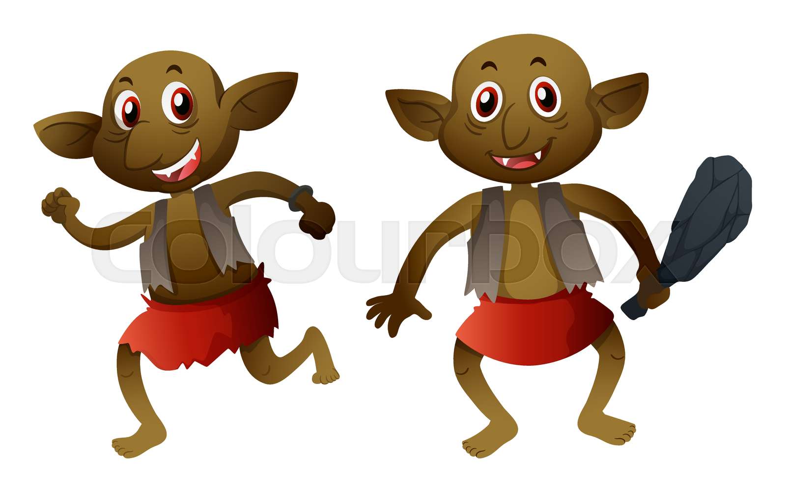 Two elves with brown skin | Stock vector | Colourbox