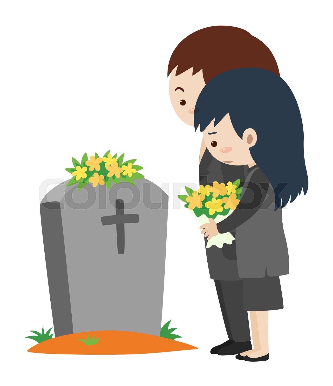 Funeral scene with man and woman | Stock vector | Colourbox