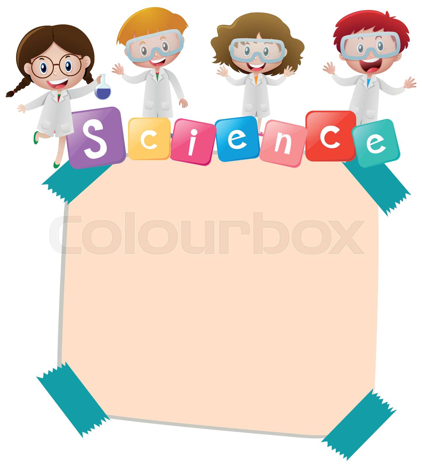 Paper template with kids and science | Stock vector | Colourbox