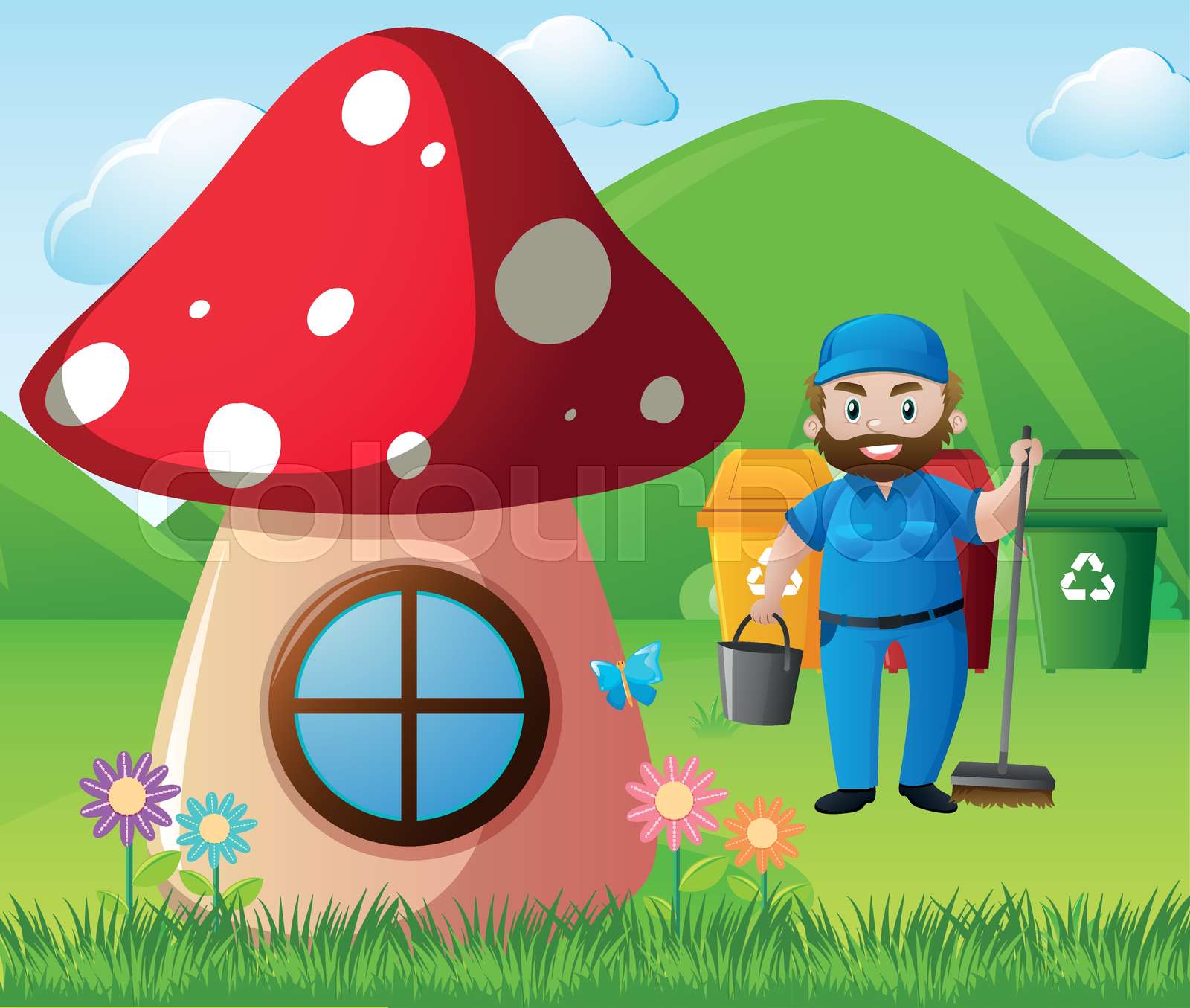 Cleaner in the park | Stock vector | Colourbox