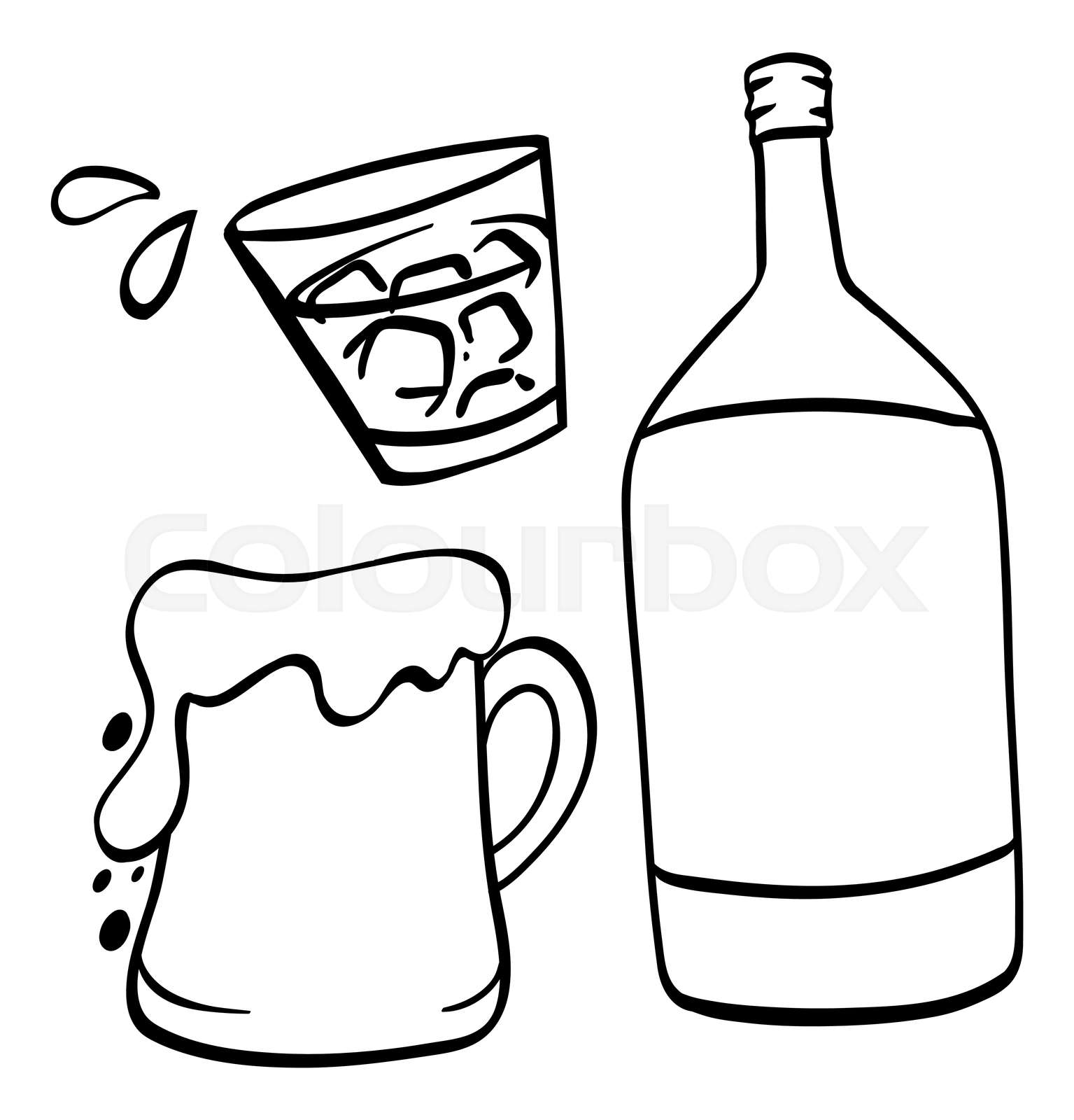 Doodle drawing for beer and alcohol | Stock vector | Colourbox
