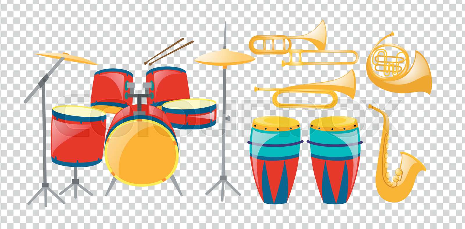 fritlagt, tromme, tegning | Stock vektor | Colourbox