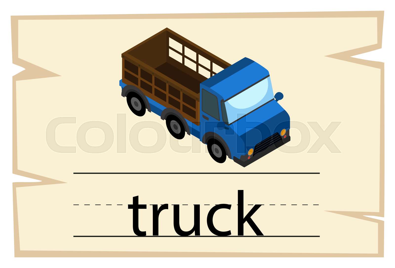 Flashcard design for word truck | Stock vector | Colourbox