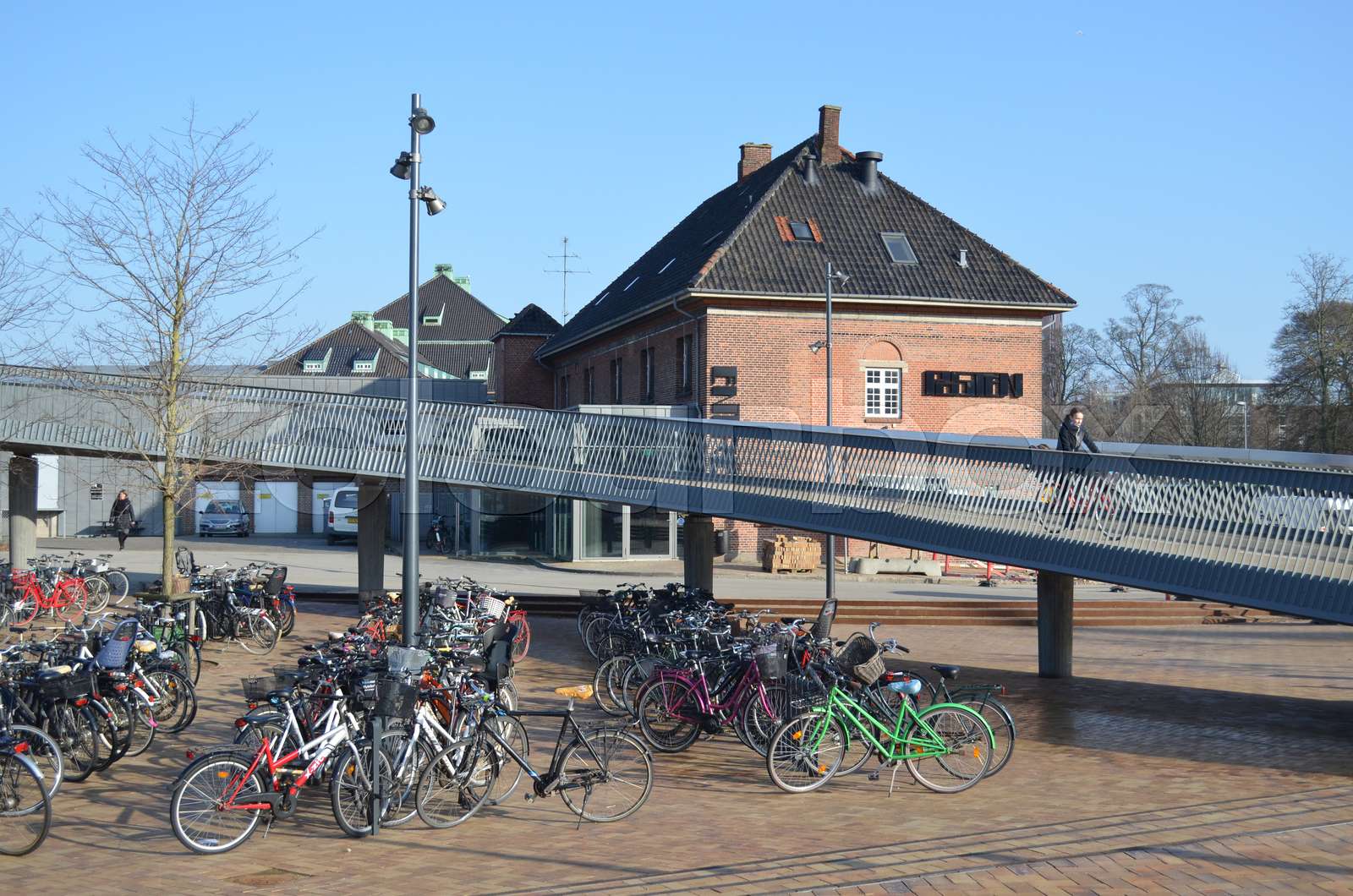 Cykelparkering ved Byens Bro i Odense på Fyn | Stock image | Colourbox