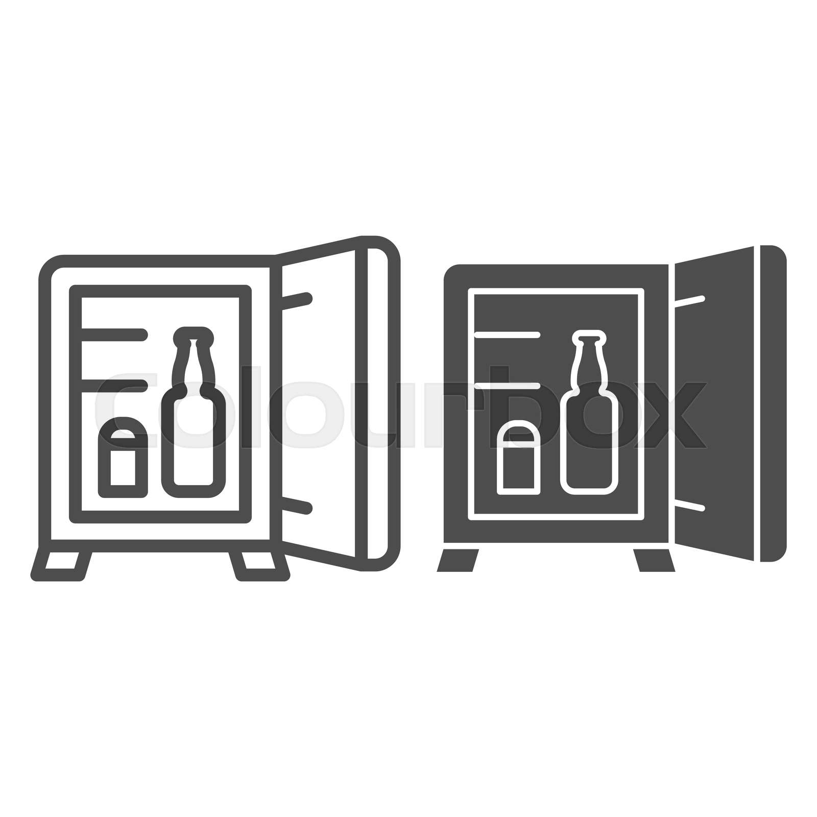 Mini bar line and glyph icon. Hotel fridge vector illustration isolated ...