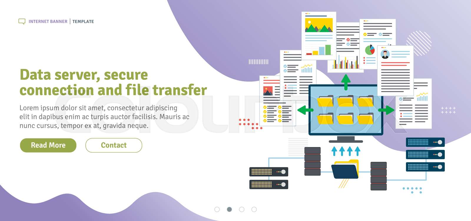 Data server, secure connection and file transfer | Stock vector | Colourbox