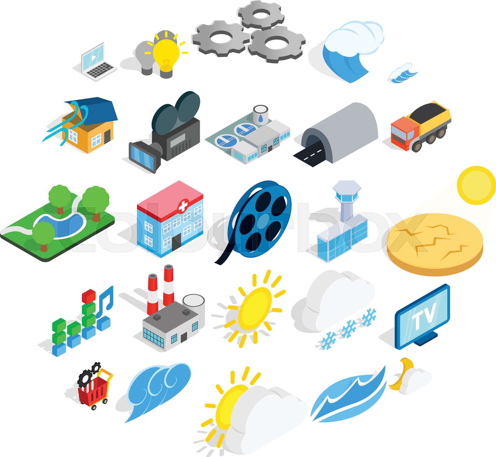 Energy crisis icons set, isometric style | Stock vector | Colourbox