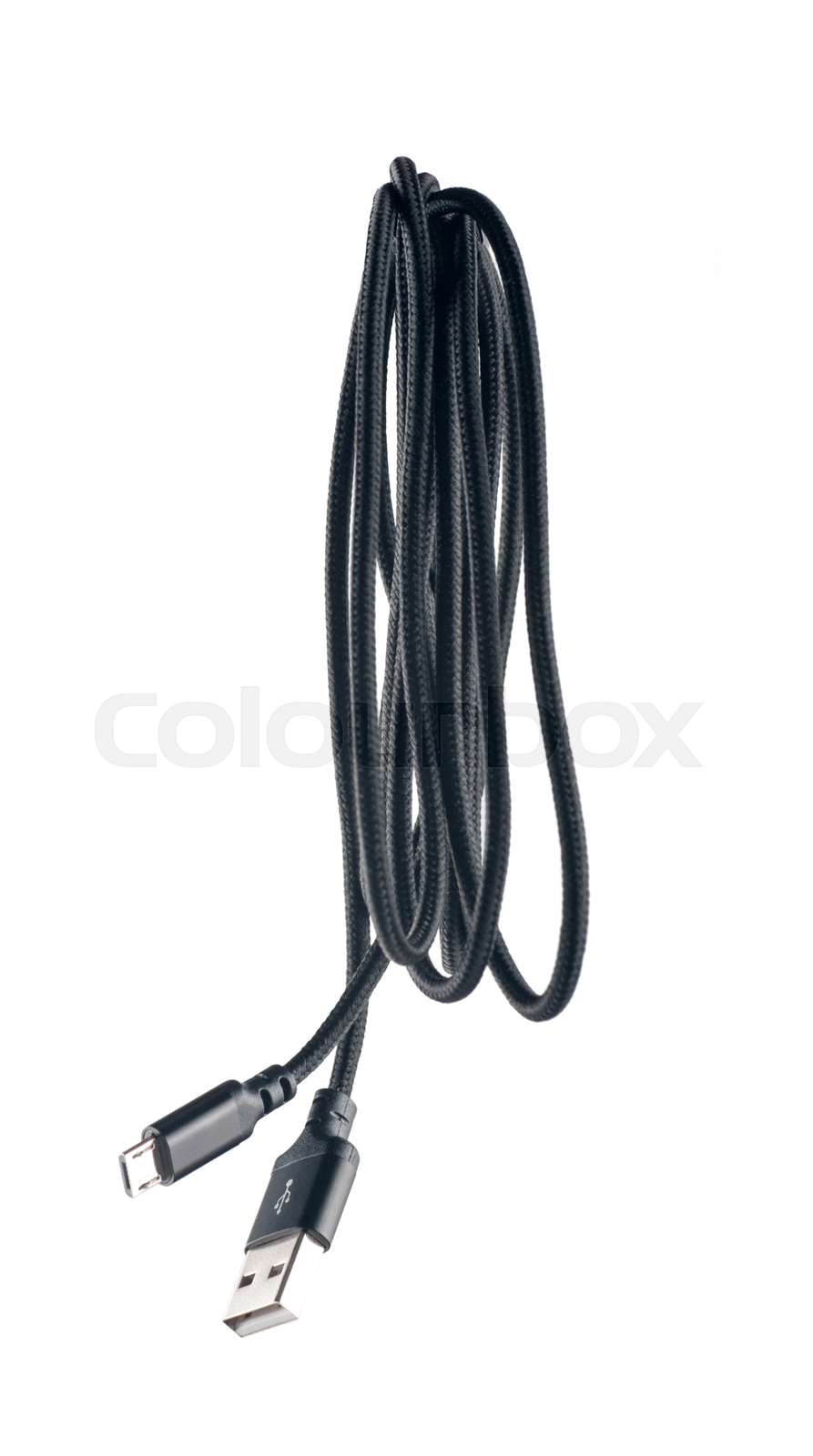 Usb cable hank, close up on white | Stock image | Colourbox