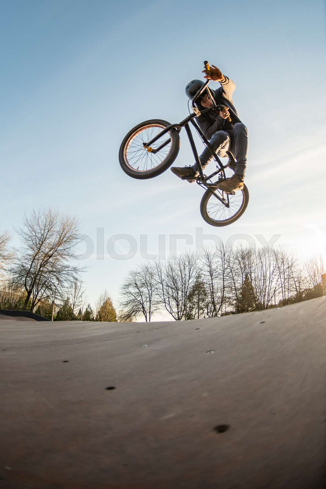 BMX jump in a wooden ramp | Stock image | Colourbox