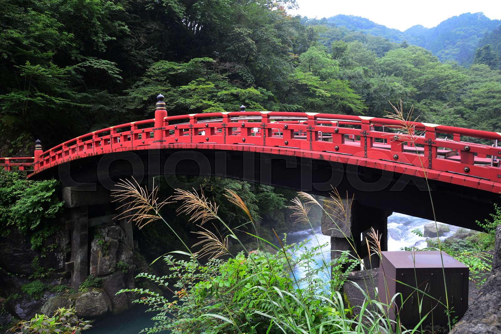 Shinkyo bridge (red wood bridge) famous travel destination of Nikko ...