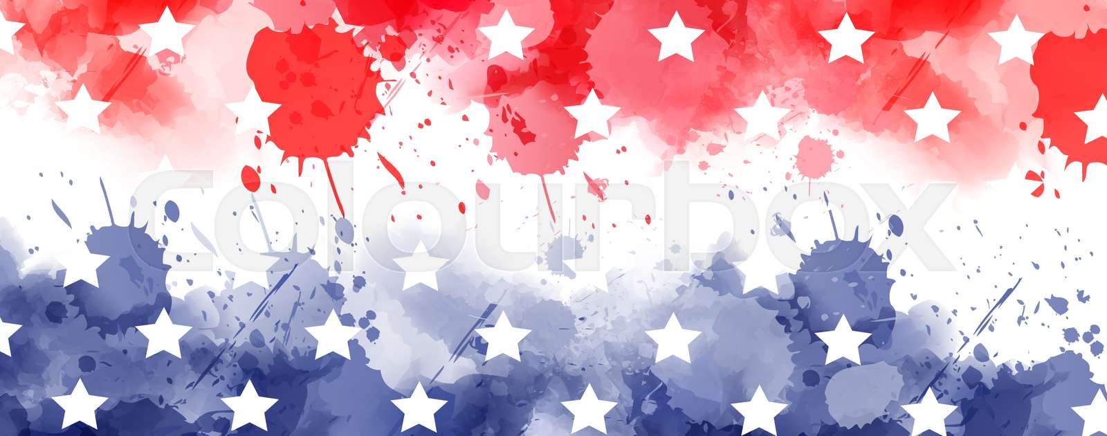 Watercolor banner in USA flag colors with stars | Stock vector | Colourbox