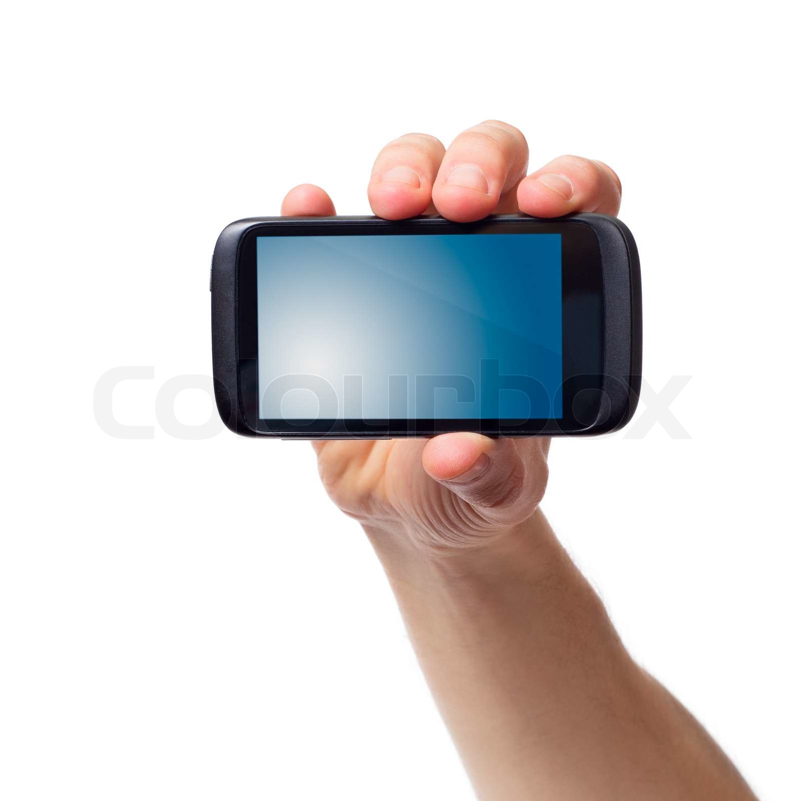 Handy Smartphone mit Touchscreen in männlicher Hand | Stock Bild ...