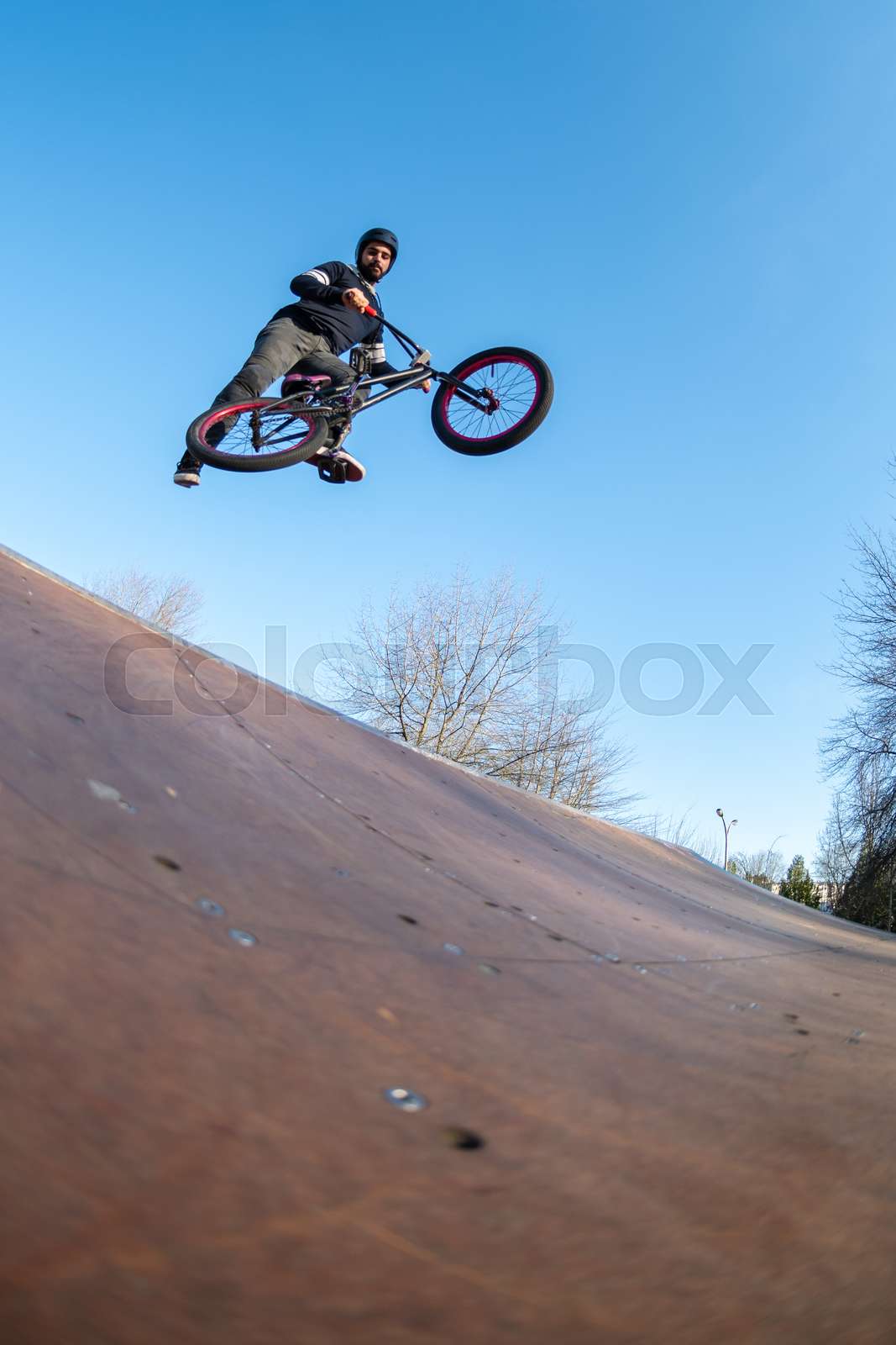 BMX jump in a wooden ramp | Stock image | Colourbox