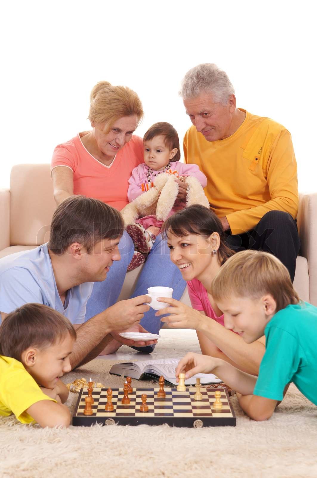 family playing chess | Stock image | Colourbox