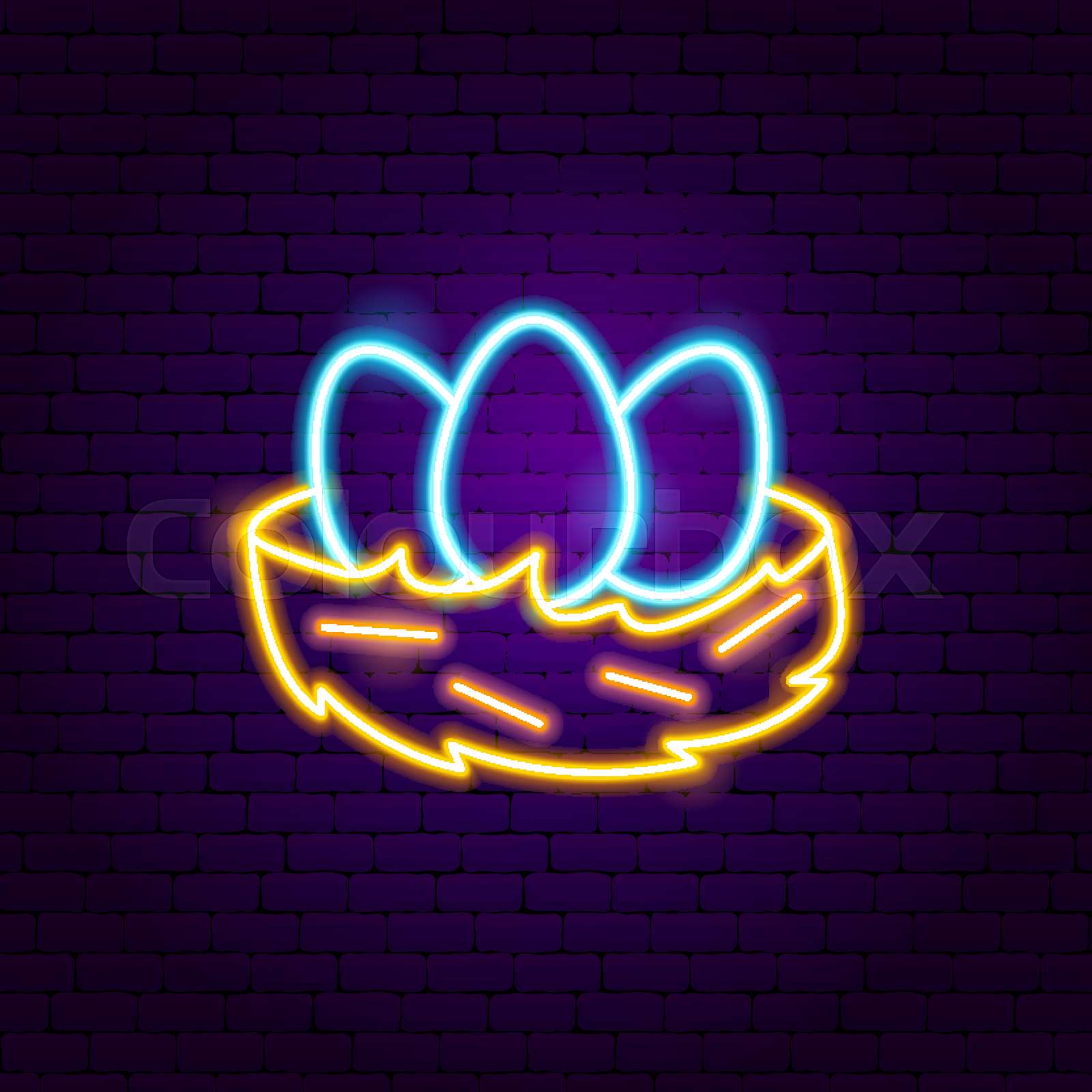 Egg Nest Neon Sign | Stock vector | Colourbox