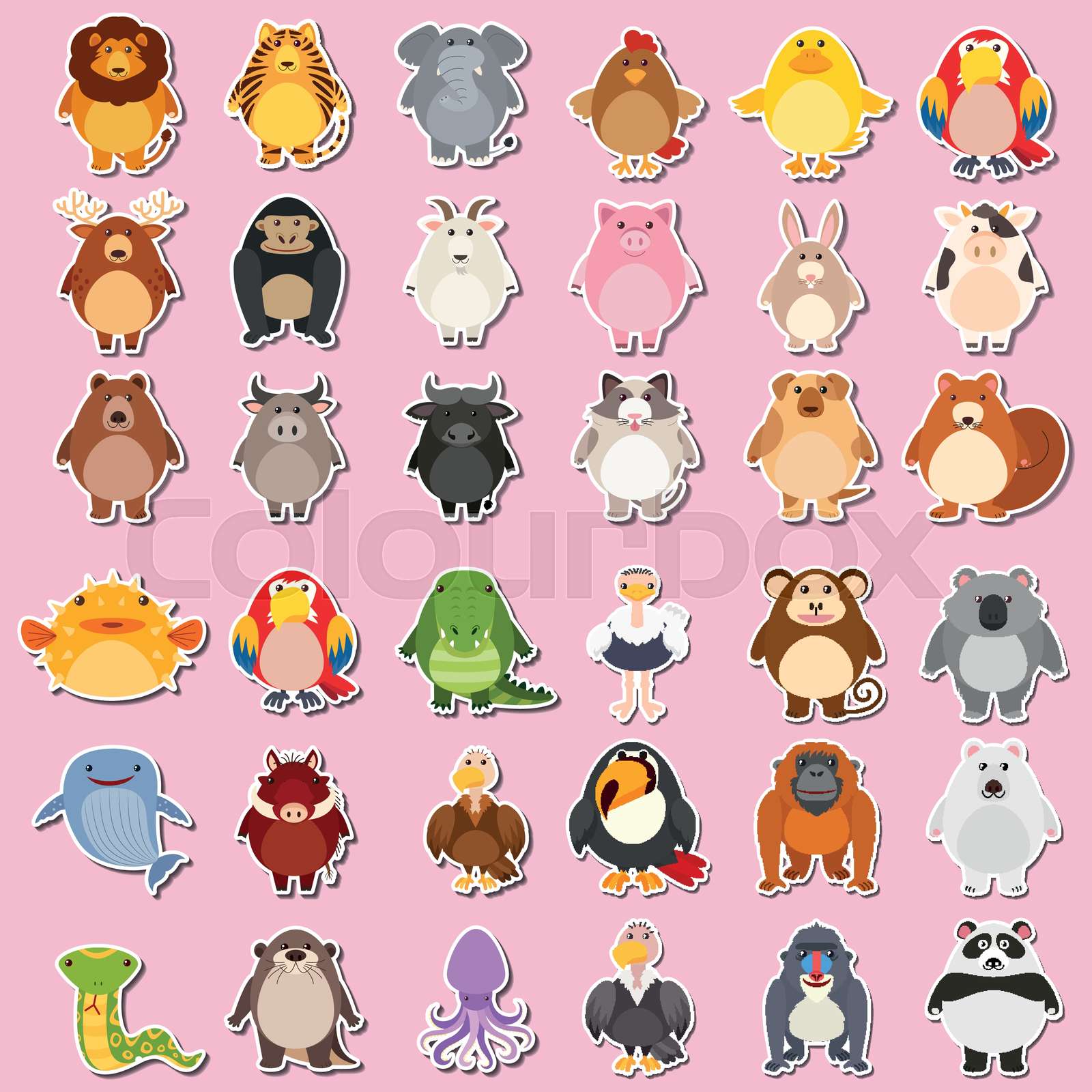 Mega animal sticker pack | Stock vector | Colourbox