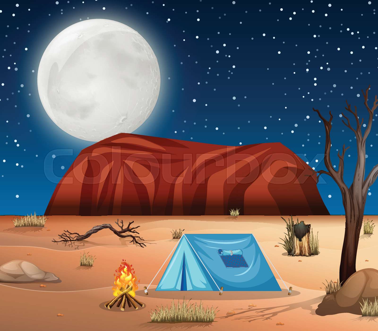 Camping at the desert | Stock vector | Colourbox