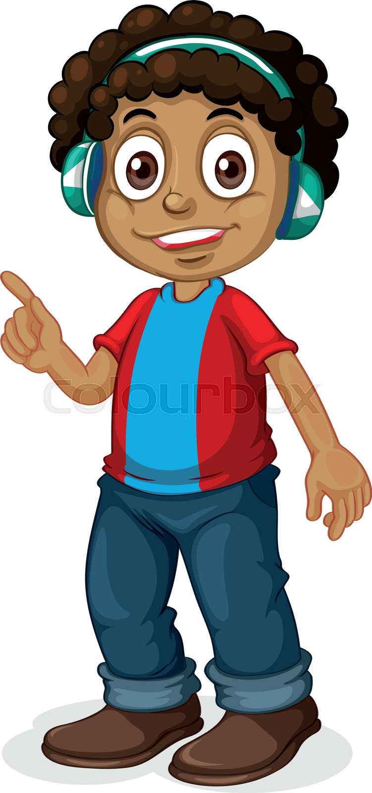 Boy Listening To Music Clipart