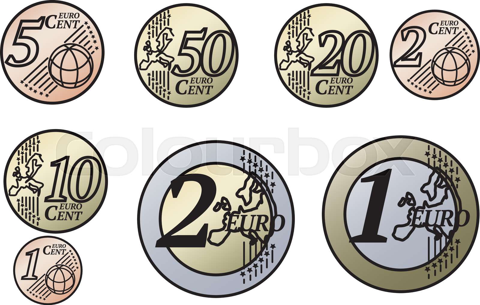 All European Union Euro Coins | Stock vector | Colourbox