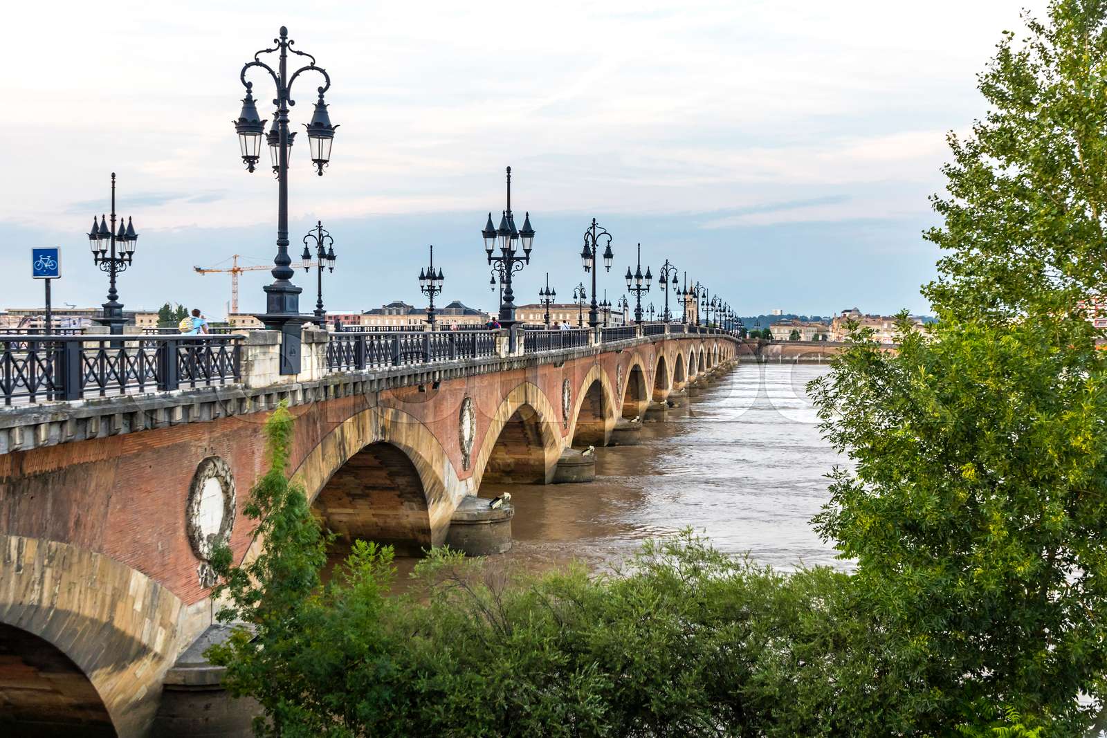 Pont de Pierre, bridge over Garonne river in Bordeaux, France | Stock ...