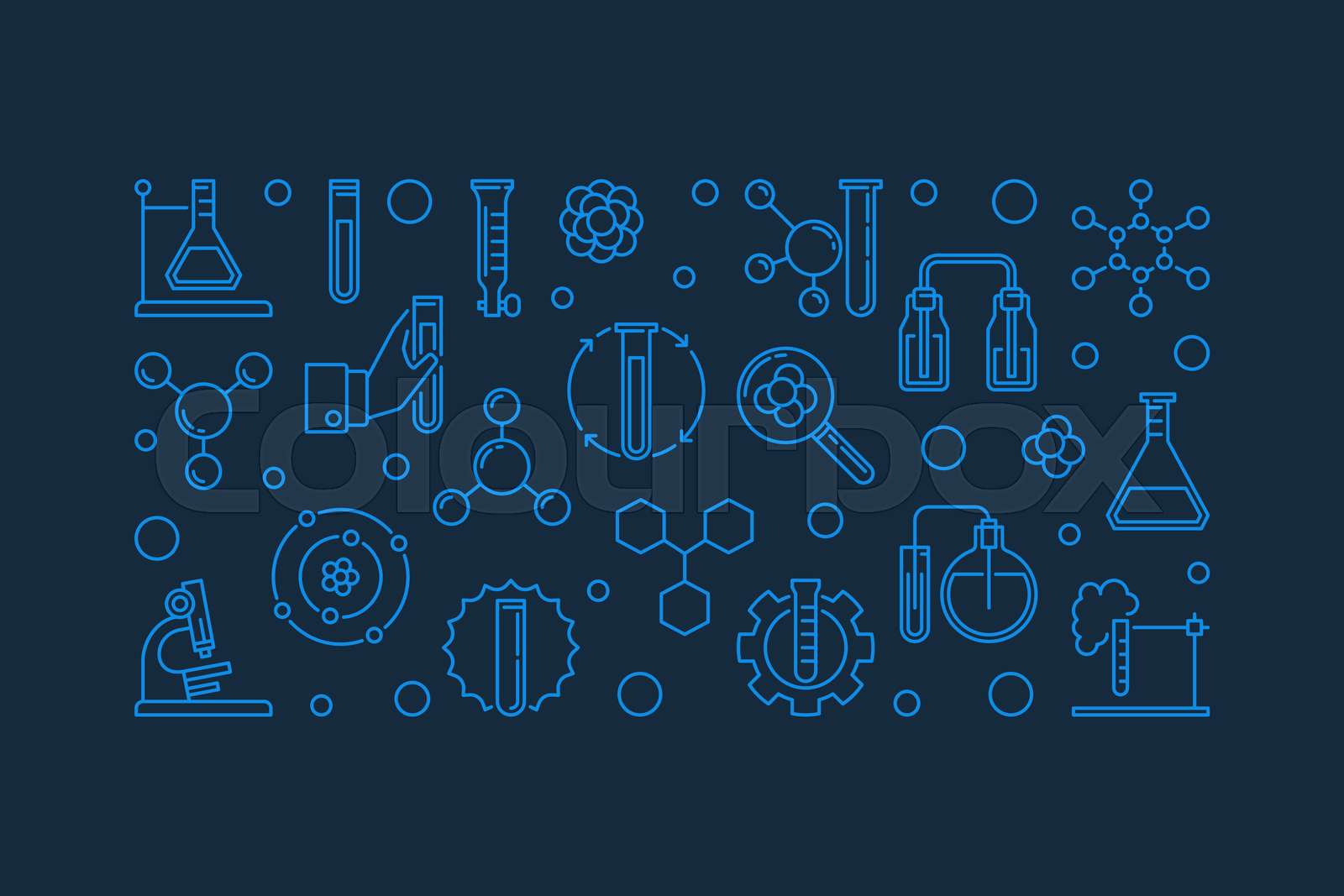Vector Chemical Analysis outline illustration or banner | Stock vector ...