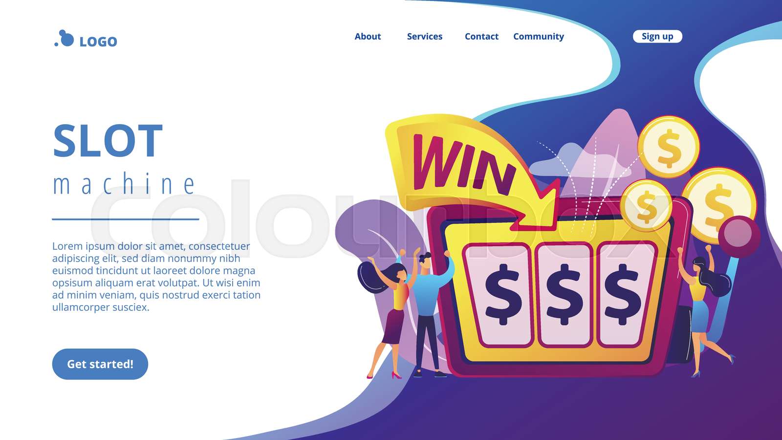 Slot machine concept landing page. | Stock vector | Colourbox
