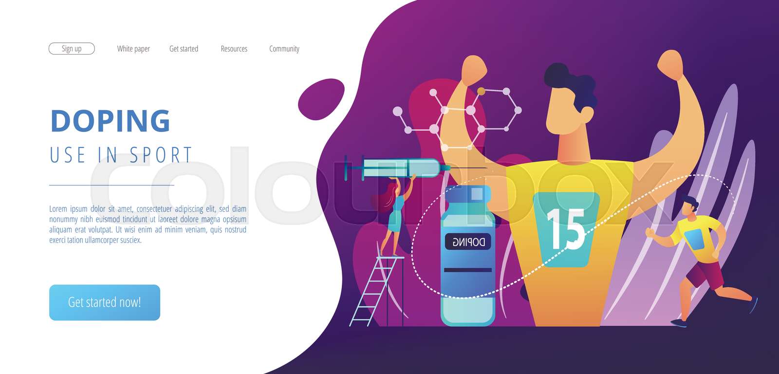 Doping test concept landing page. | Stock vector | Colourbox