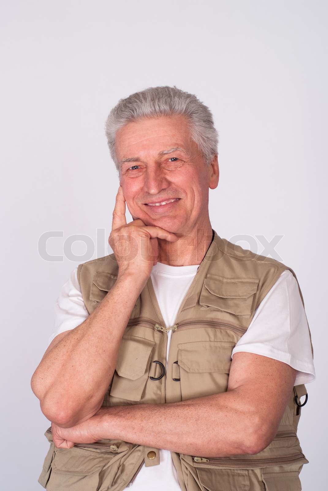 old builder smiling | Stock image | Colourbox