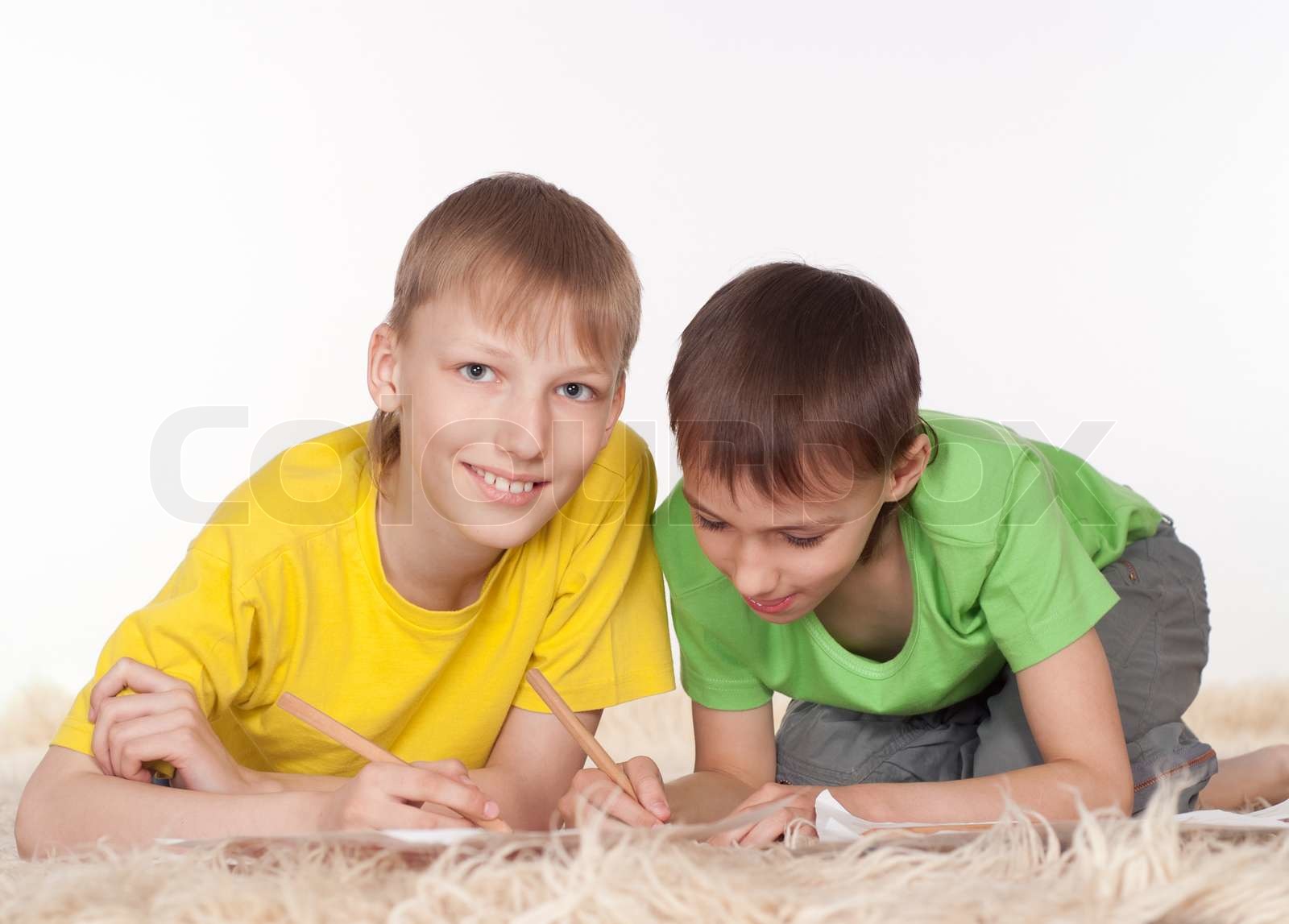two brothers drawing | Stock image | Colourbox