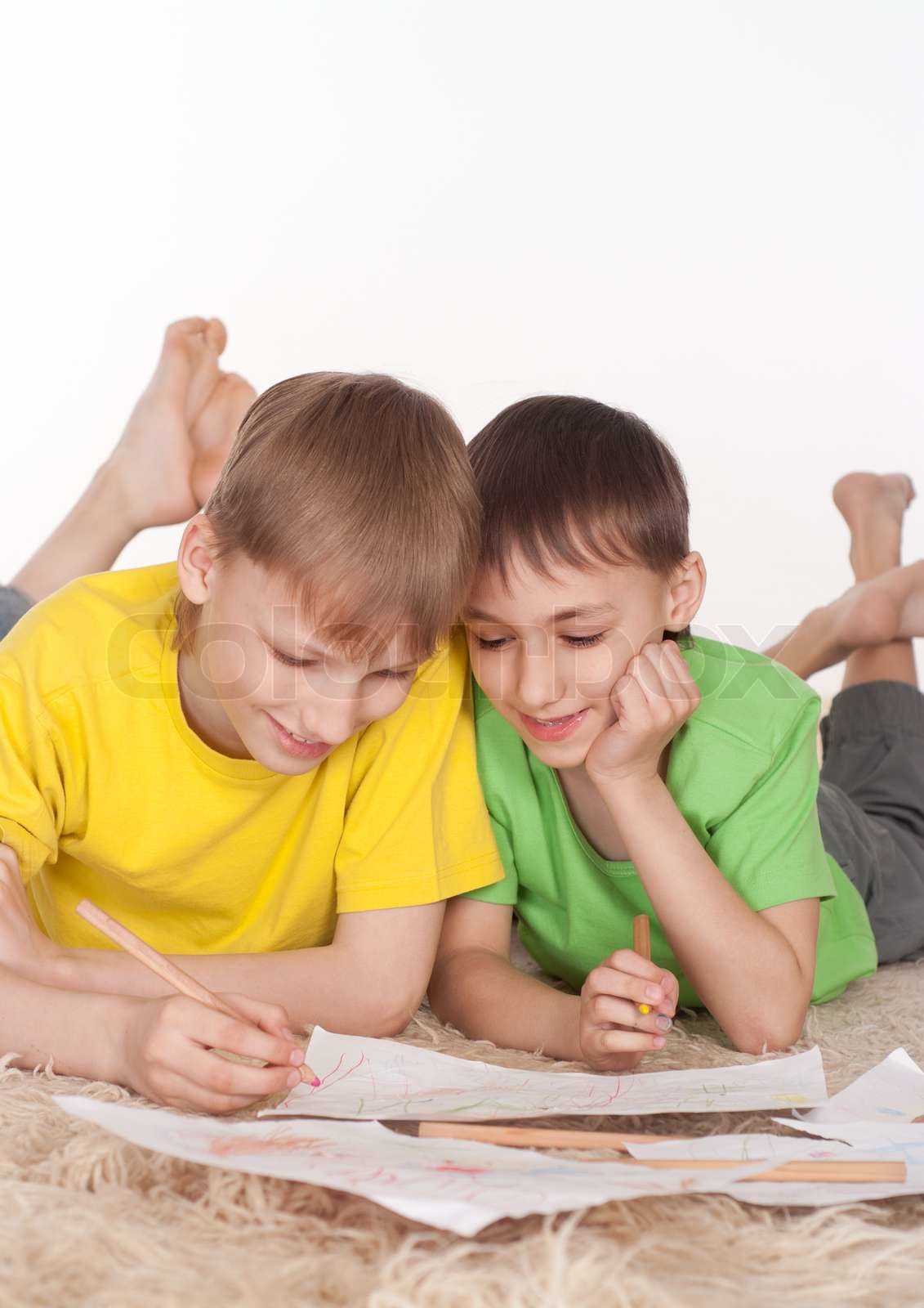 two brothers drawing | Stock image | Colourbox