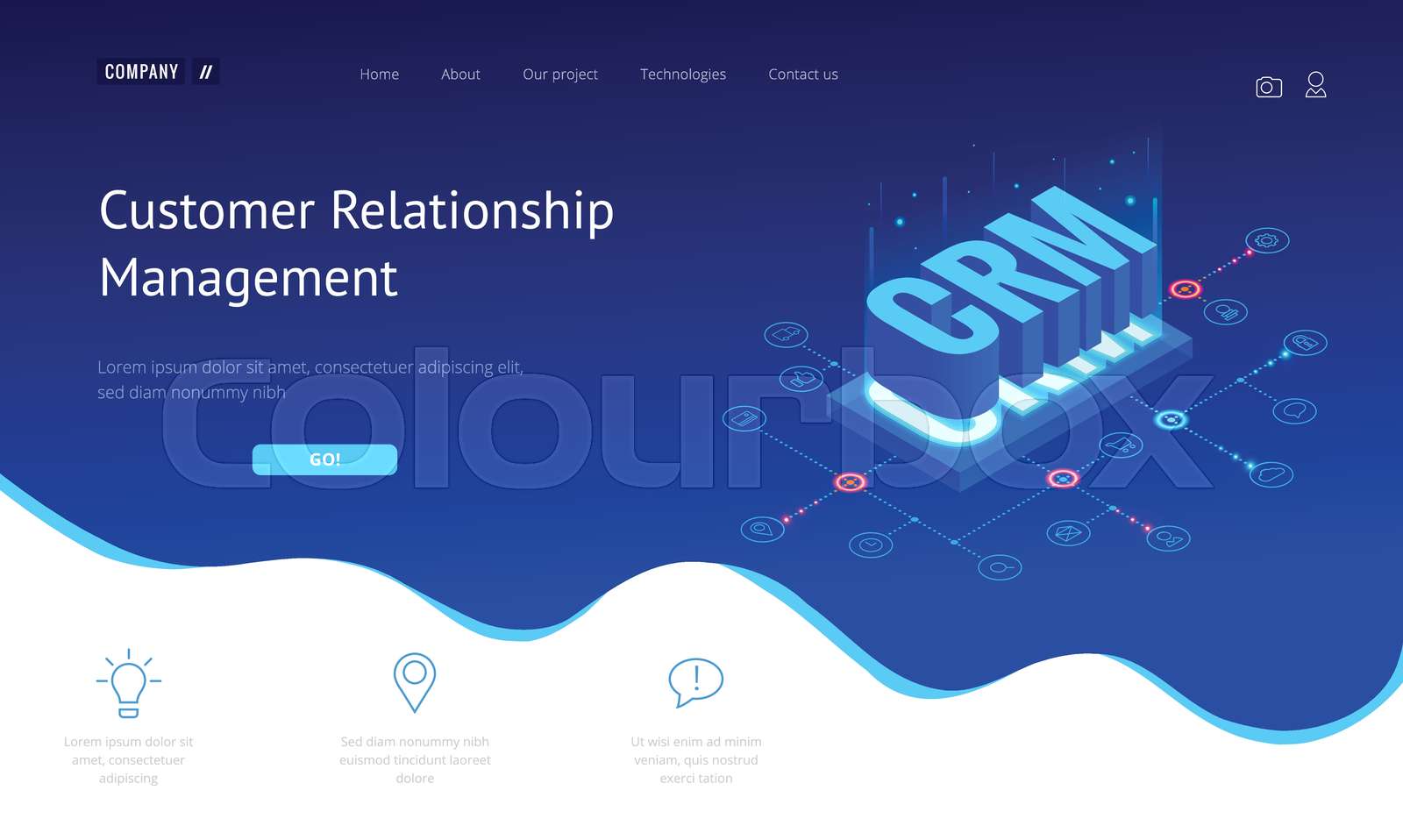 Isometric CRM web banner. Customer relationship management concept ...