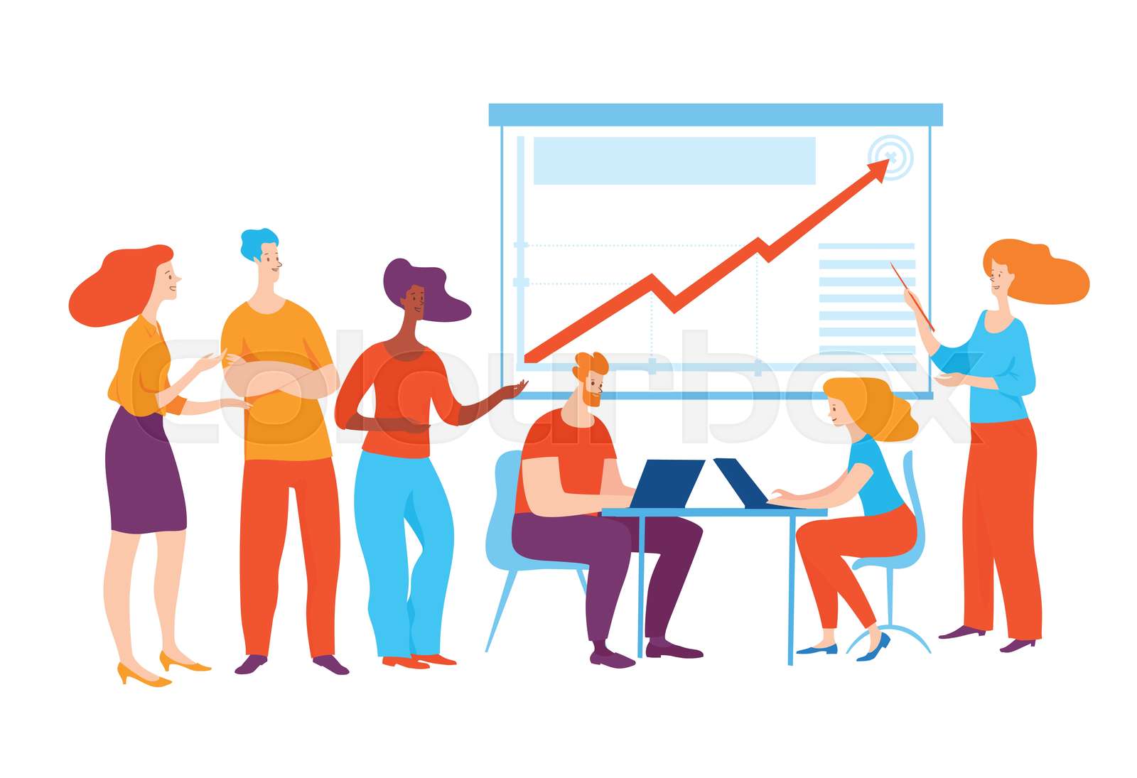 Vector concept illustration with business people planning business ...