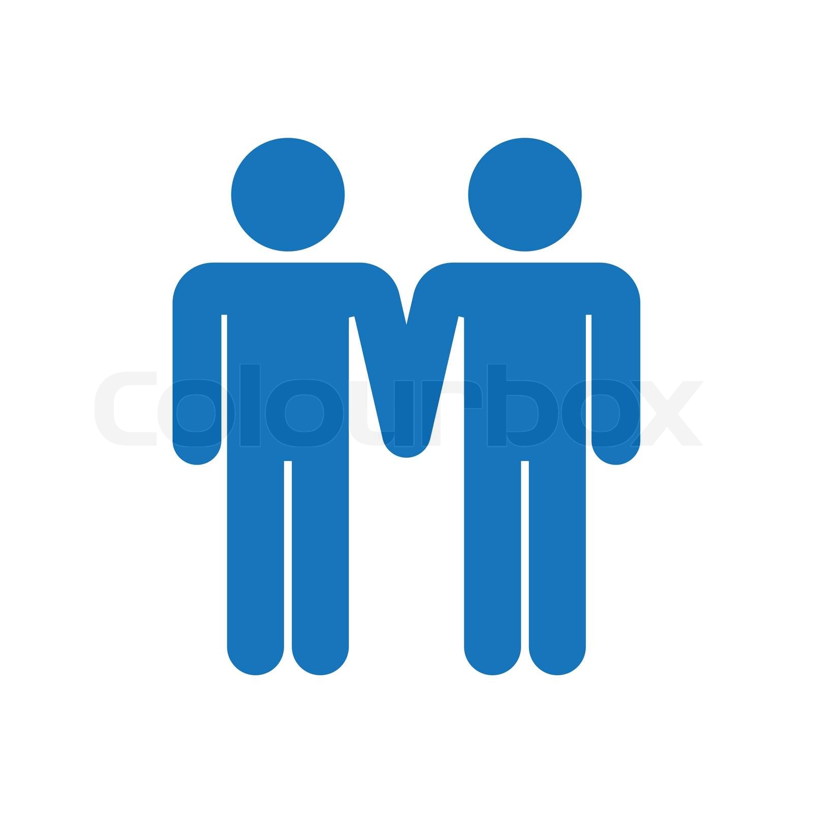 Pictogram blue men holding hands | Stock vektor | Colourbox